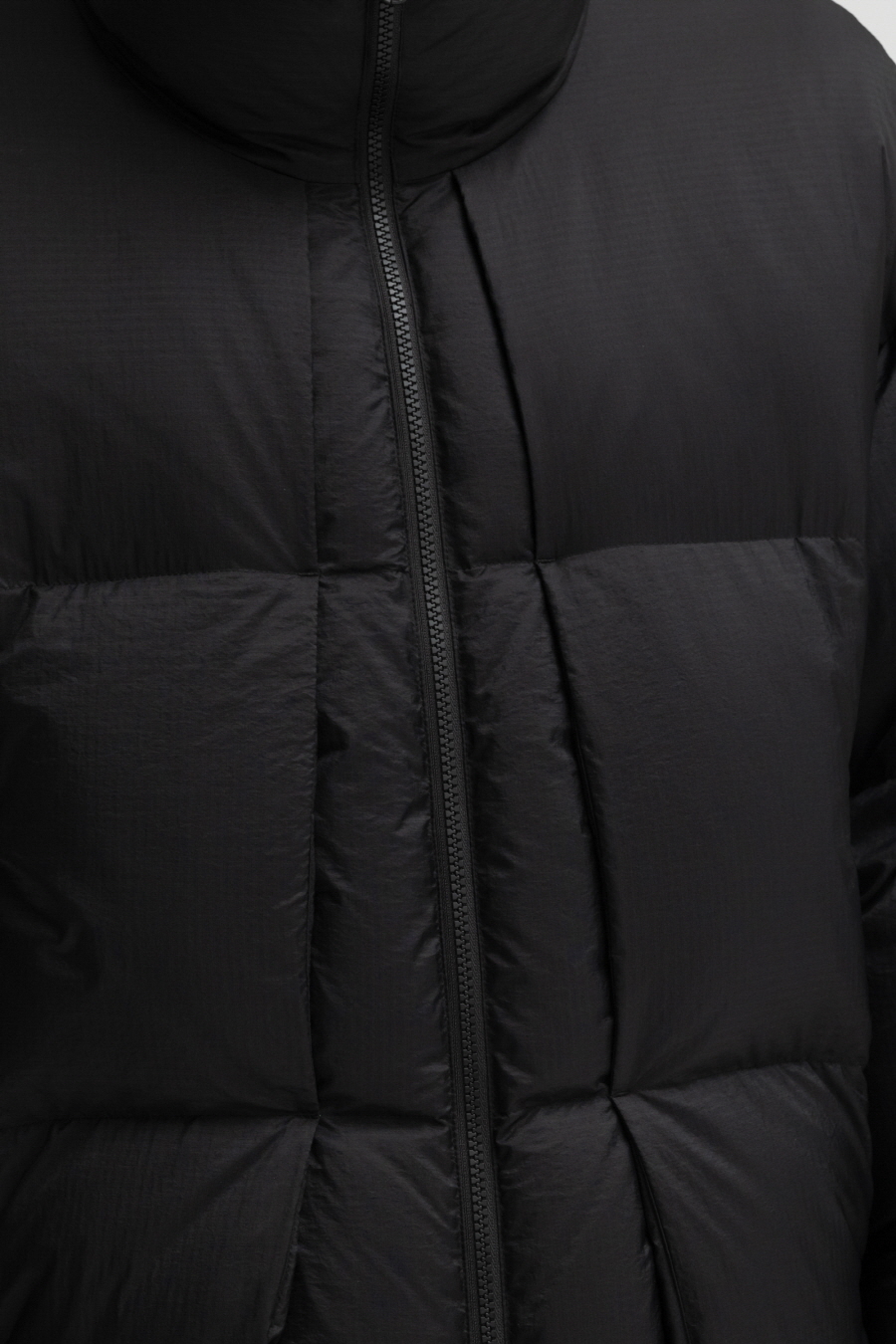 MUSINSA | INSILENCE Drawstring Ripstop down puffer jacket BLACK